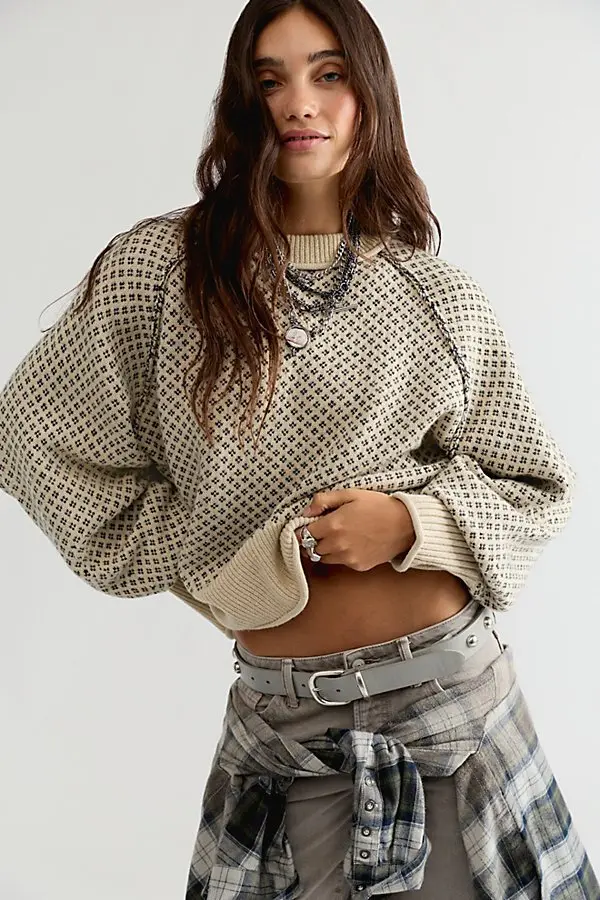 Free People We The Free As If Crew Neck Pullover - Tea Combo