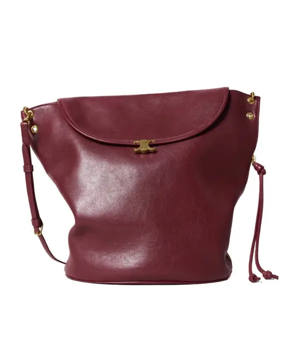 Celine Soft Triomphe Bucket In Shiny Lambskin