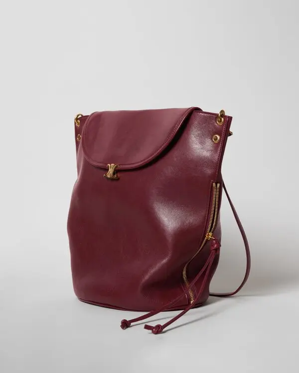 Celine Soft Triomphe Bucket In Shiny Lambskin