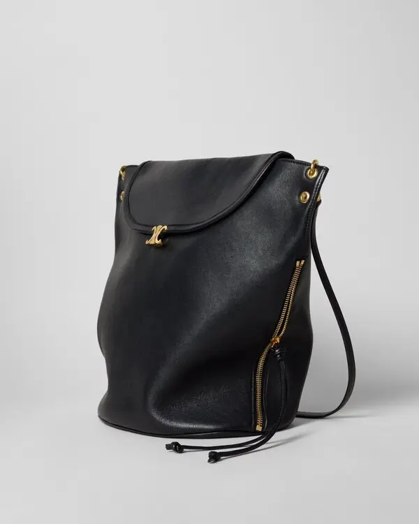 Celine Soft Triomphe Bucket In Shiny Lambskin