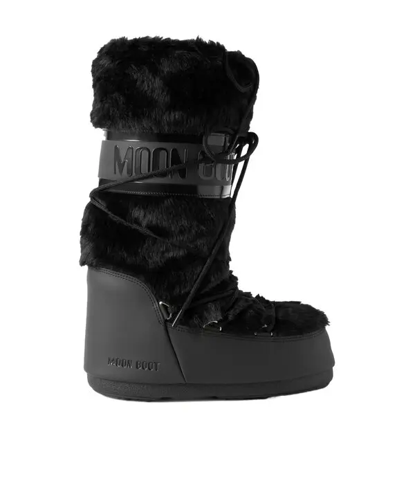 Moon Boot Plush And Leather-like Snow Boots