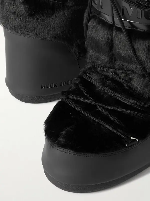 Moon Boot Plush And Leather-like Snow Boots