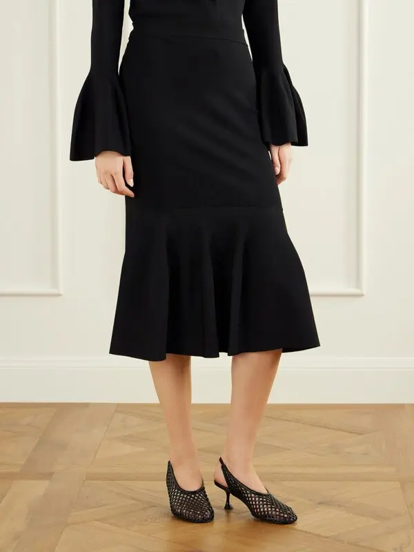 Stella McCartney Compact-knit Flared Midi Skirt