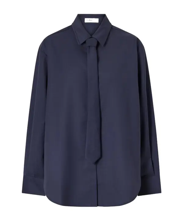 THE FRANKIE SHOP Peri Tie Neck Shirt Navy