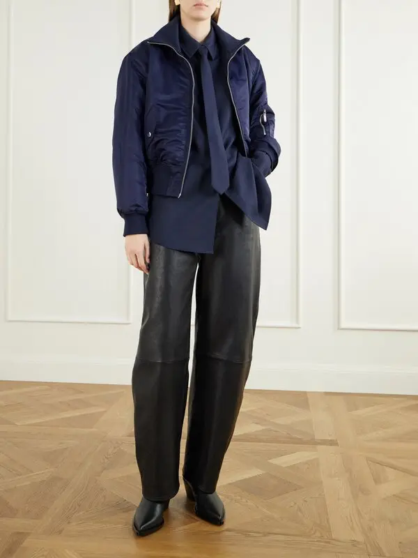 THE FRANKIE SHOP Peri Tie Neck Shirt Navy