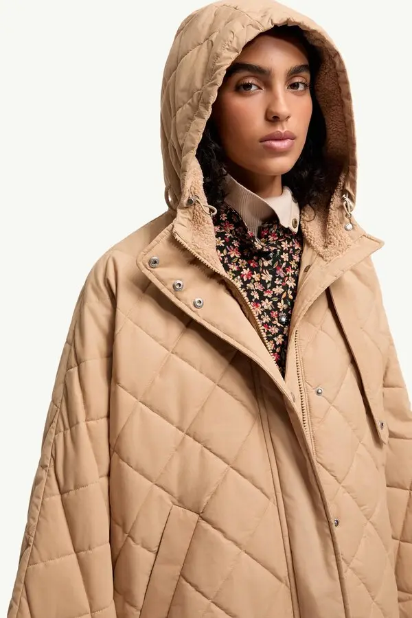 Moncler Diamond-quilted Hooded Cape
