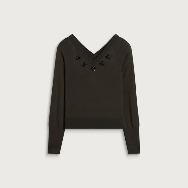 Simone Rocha Merino Silk Double V-neck Jumper