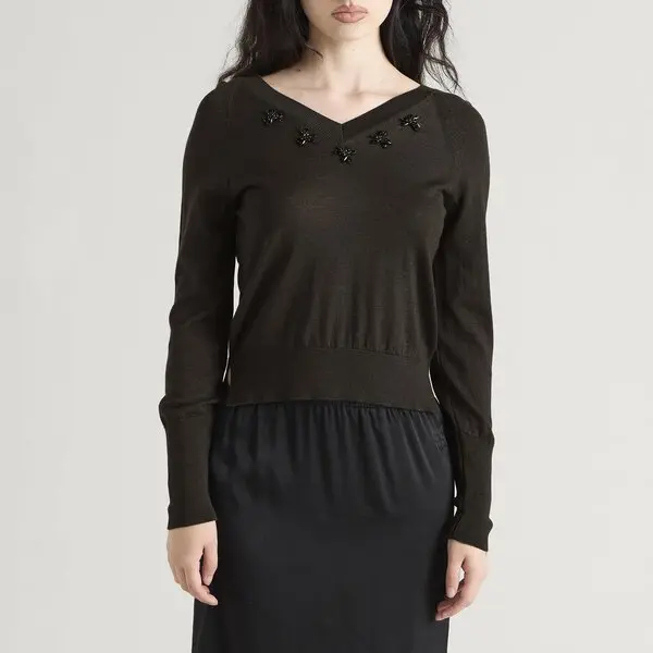 Simone Rocha Merino Silk Double V-neck Jumper