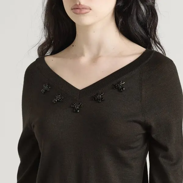 Simone Rocha Merino Silk Double V-neck Jumper