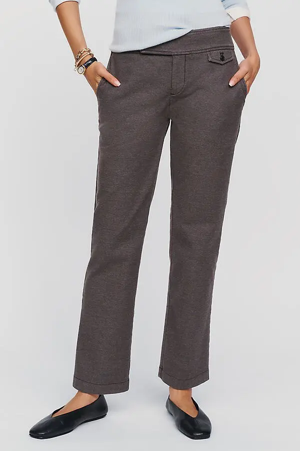 Anthropologie Brushed Cotton Blend Slim Trousers Pants