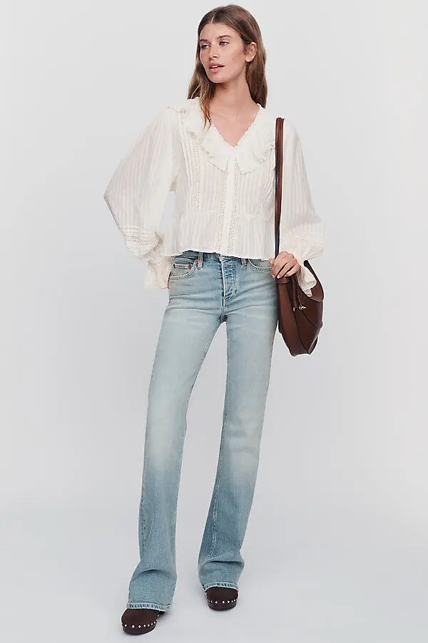 Anthropologie 100% Cotton Ruffle Blouse