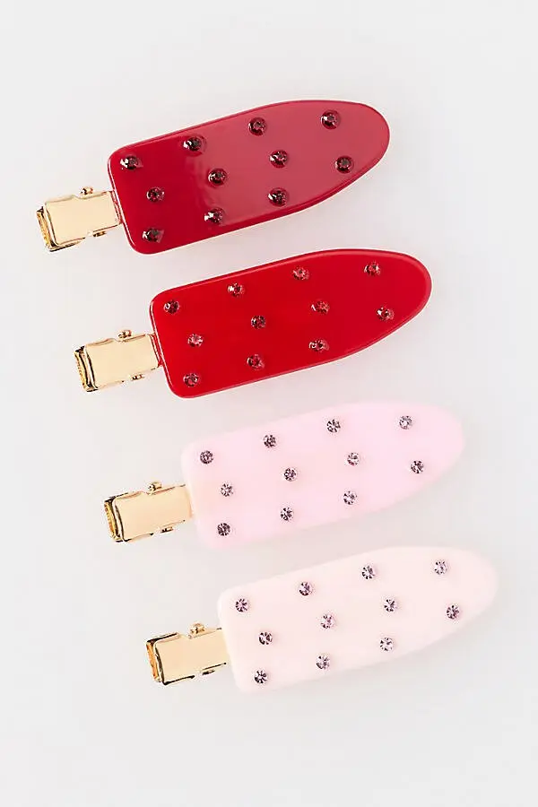 Anthropologie Gem Crease-free Hair Clips, Set Of 4 - Multi