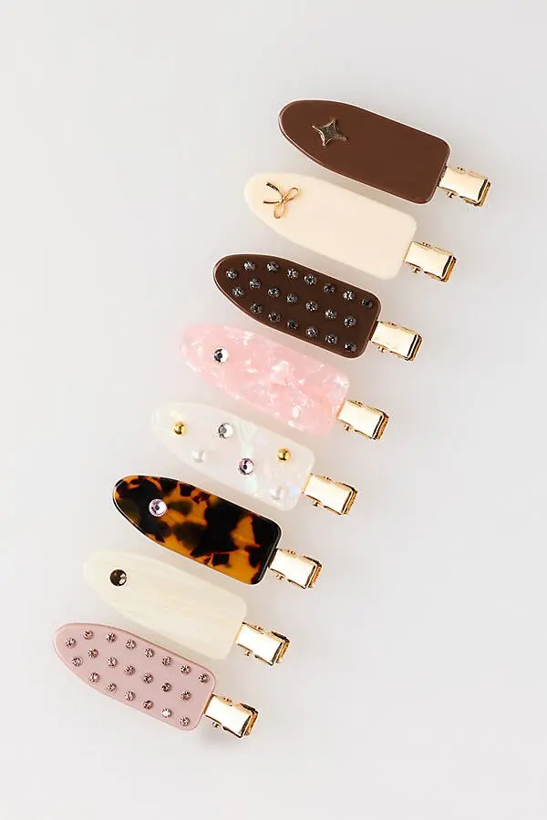 Anthropologie Crease-free Hair Clips, Set Of 8 - Multi