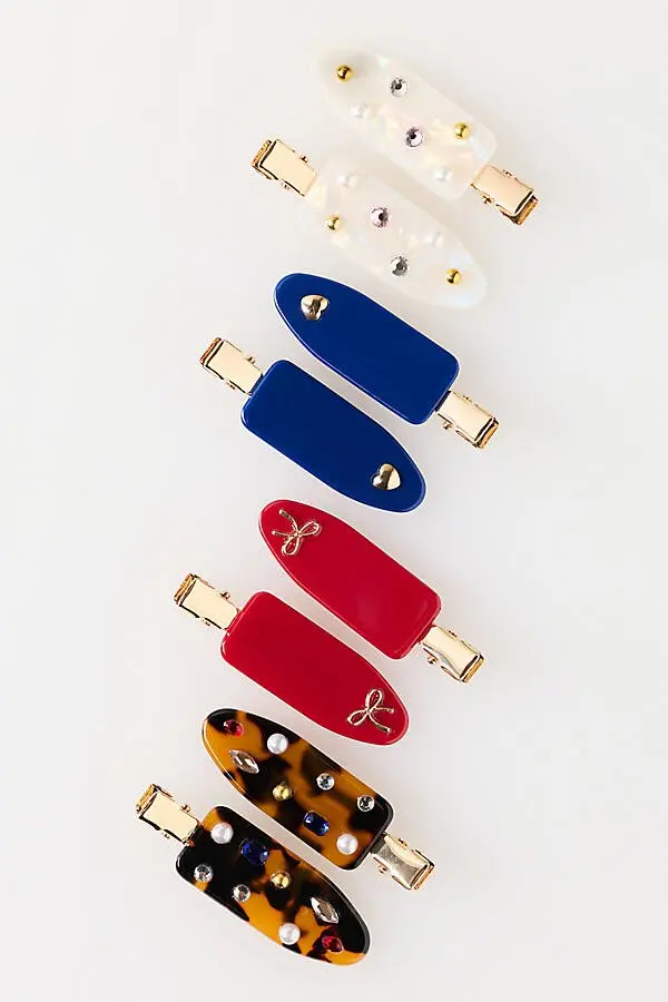 Anthropologie Crease-free Hair Clips, Set Of 8 - Multi
