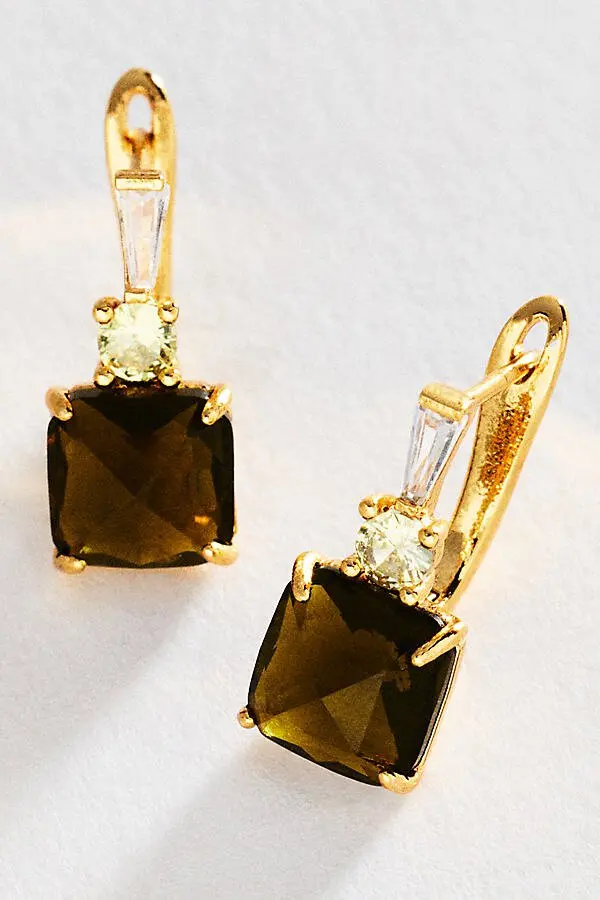 Anthropologie Colorful Lever Back Earrgs - Lime
