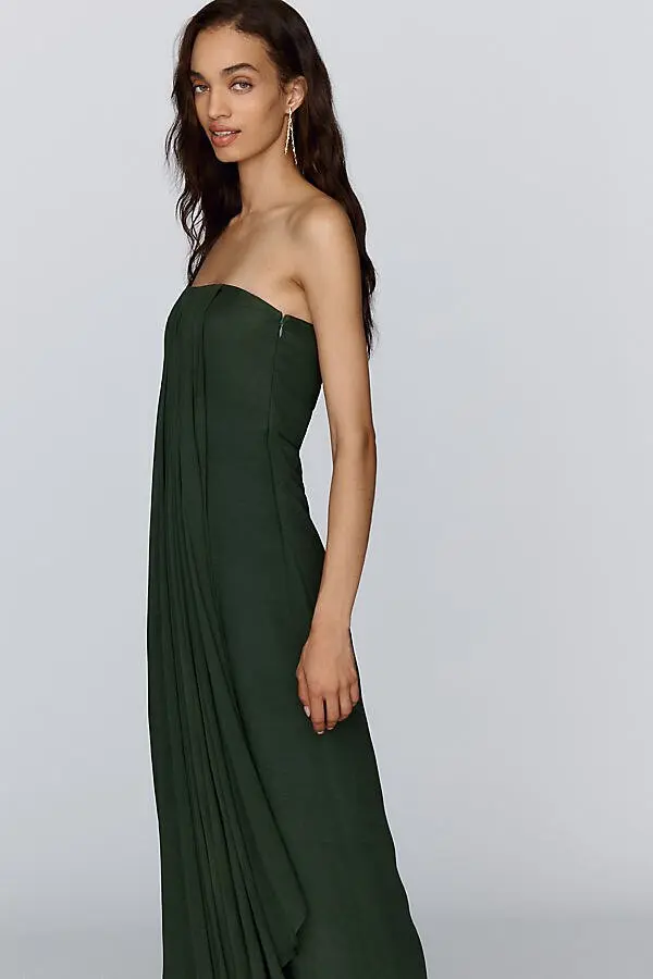GEISHA DESIGNS Strapless Chiffon Maxi Dress - Olive