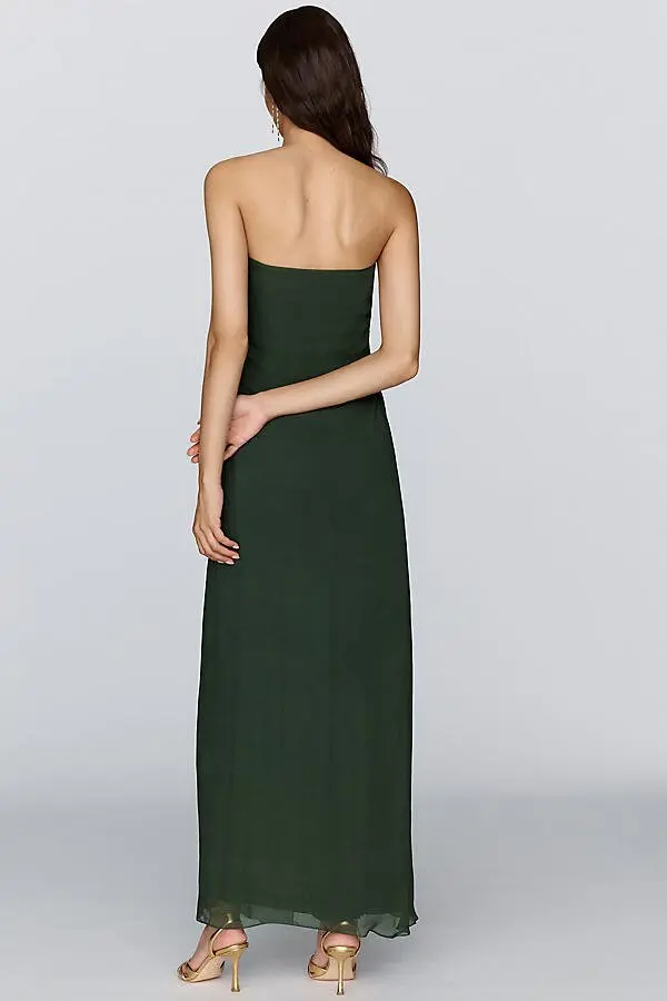 GEISHA DESIGNS Strapless Chiffon Maxi Dress - Olive