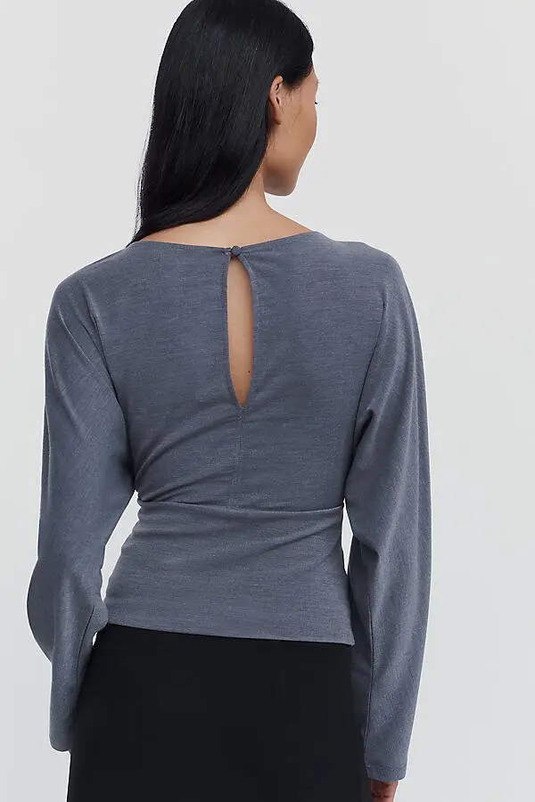 Anthropologie Long Sleeve Keyhole Top