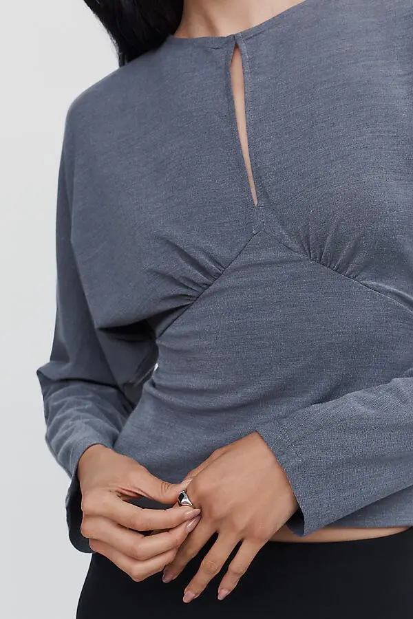Anthropologie Long Sleeve Keyhole Top