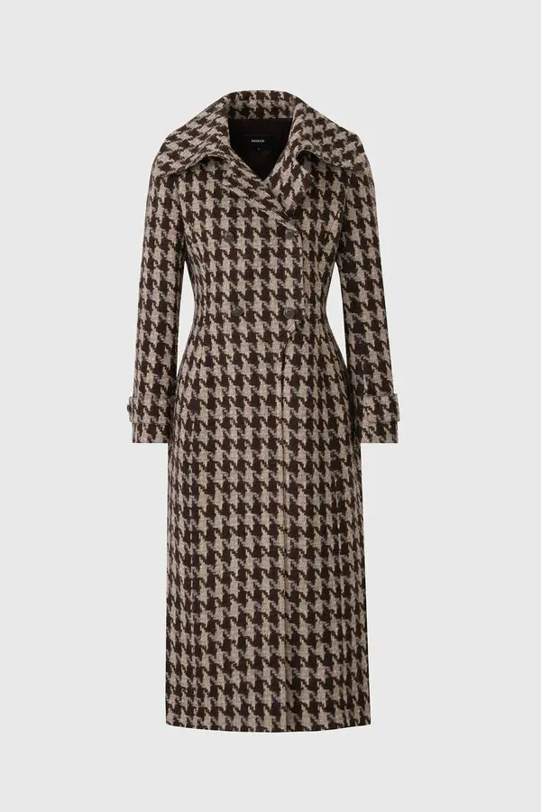 Mackage Elodie-bht Fitted Houndstooth Patterned Wool Coat