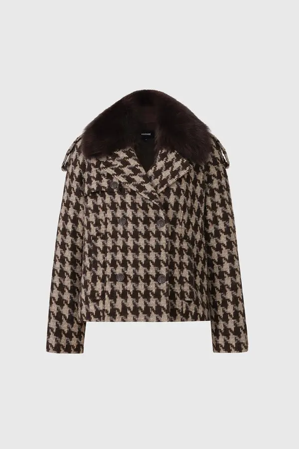 Mackage Edwina-bht Houndstooth Patterned Wool Coat