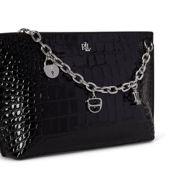Ralph Lauren Chain-trim Embossed Leather Large Pouch