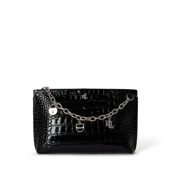 Ralph Lauren Chain-trim Embossed Leather Large Pouch