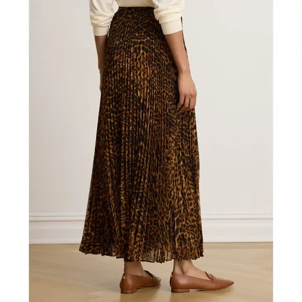Ralph Lauren Ocelot-print Pleated Chiffon Skirt
