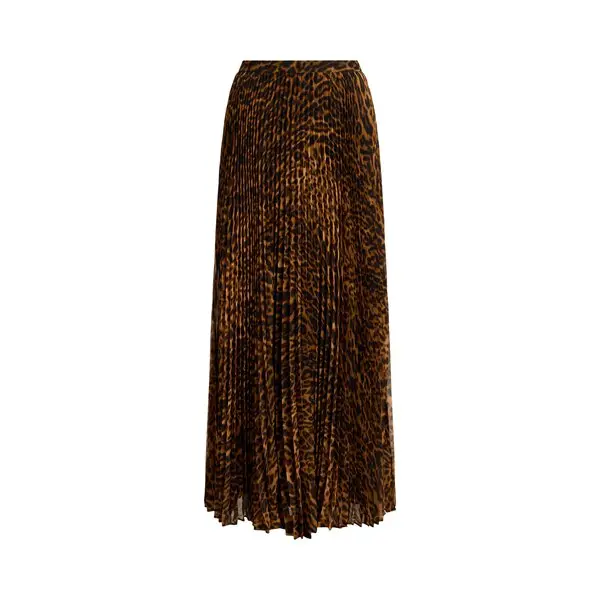 Ralph Lauren Ocelot-print Pleated Chiffon Skirt
