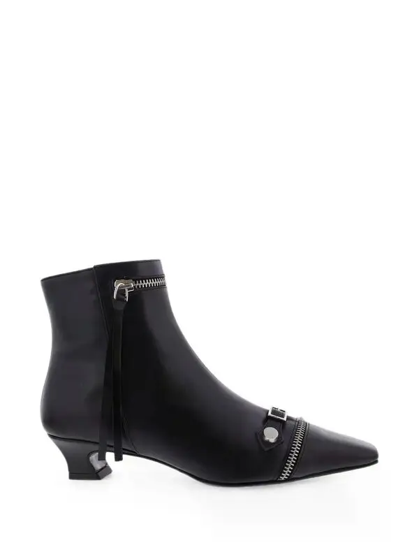 PARIS PUNK Buckle-detail Leather Ankle Boots - Black