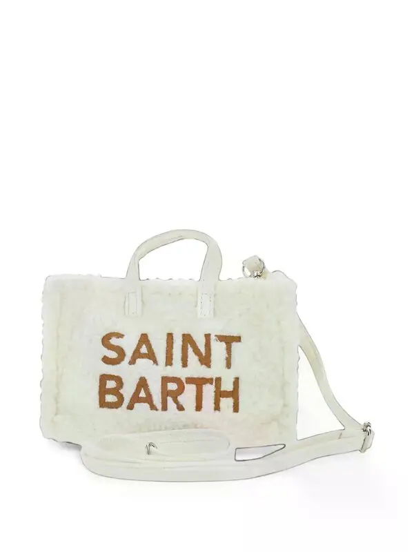 MC2 SAINT BARTH Teddy Logo-embroidered Teddy-textured Mini Bag - Neutrals