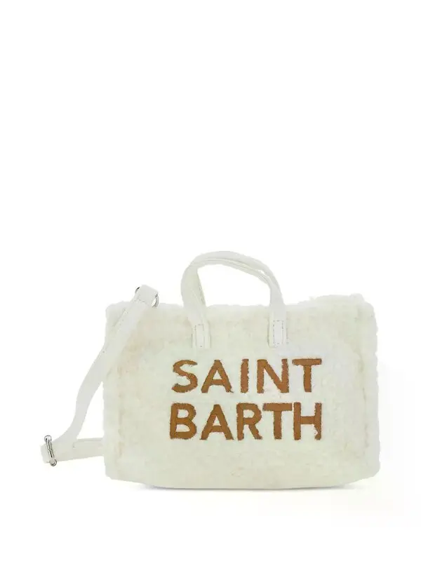 MC2 SAINT BARTH Teddy Logo-embroidered Teddy-textured Mini Bag - Neutrals
