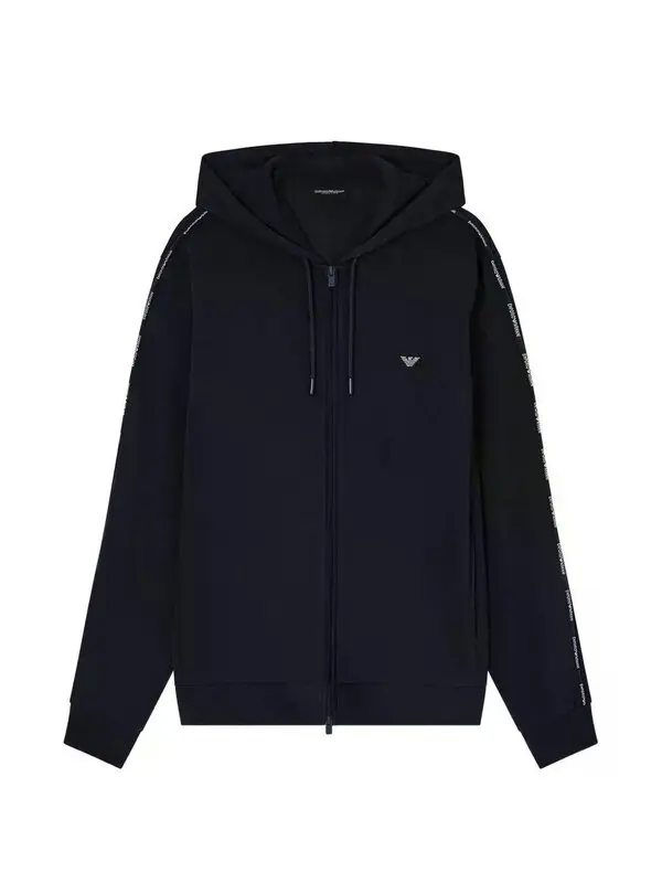 Emporio Armani Logo-embroidered Zip-up Hoodie - Blue
