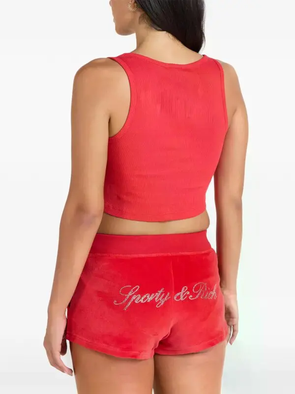 Sporty & Rich Logo-embellished Cropped Tank Top