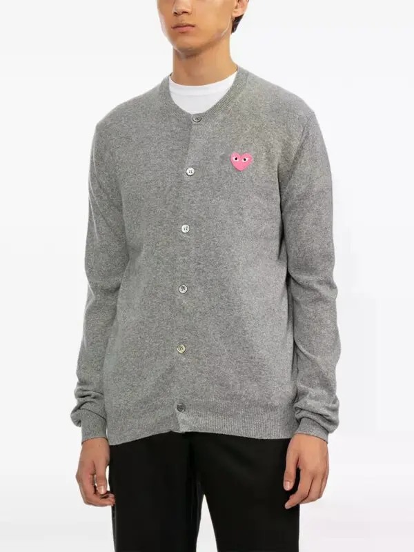 Play Comme Des Garcon Worsted Yarn V-neck Cardigan