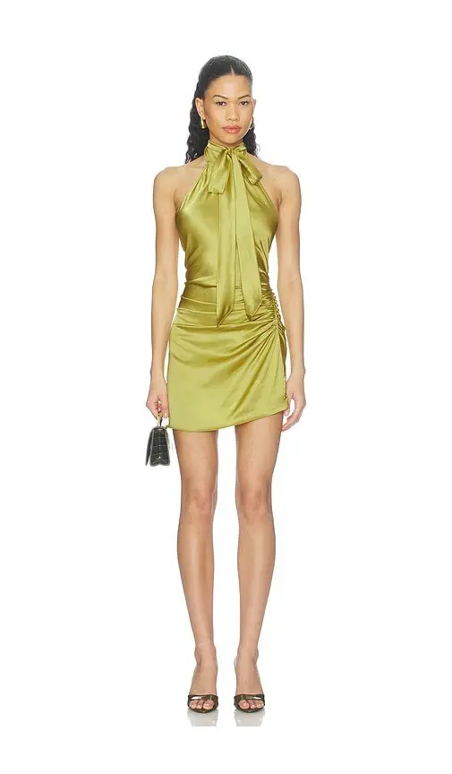 STONE COLD FOX X Ellie Halter Mini Dress In Green