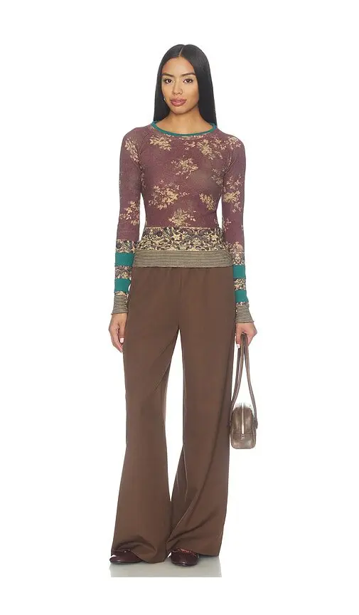 Free People X We The Free Easy Does It Printed Tee In Purple - Wine Combo