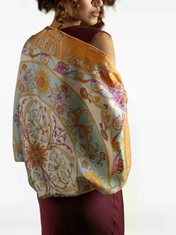 ELIZABETTA Paulina Filigree-print Silk Scarf - Orange