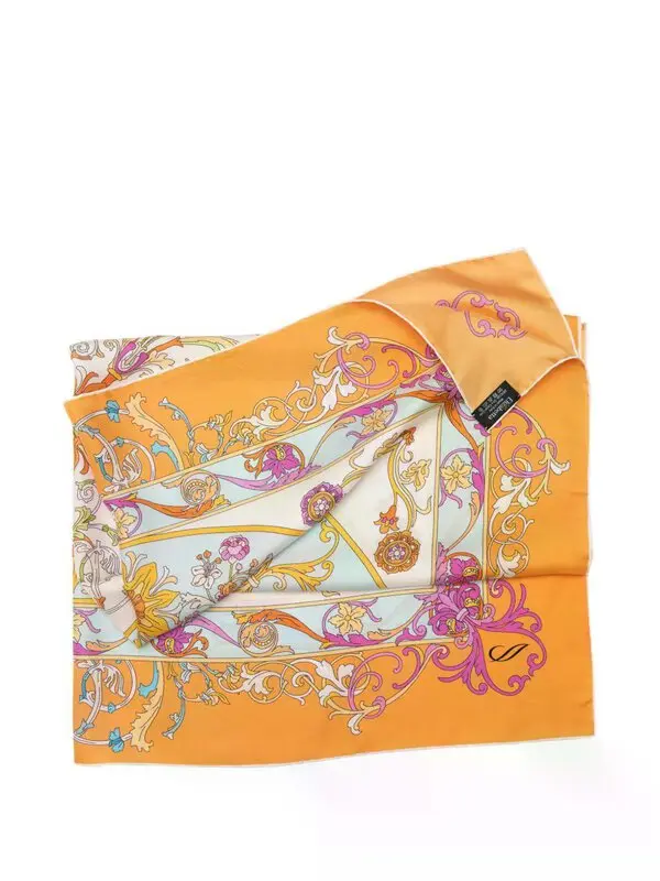 ELIZABETTA Paulina Filigree-print Silk Scarf - Orange