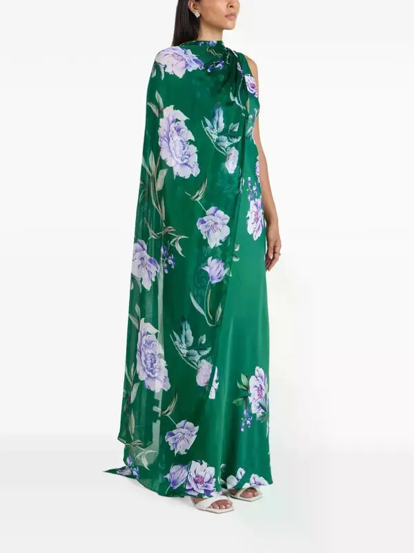 Hemant & Nandita Vama Floral-print Draped-panel Maxi Dress