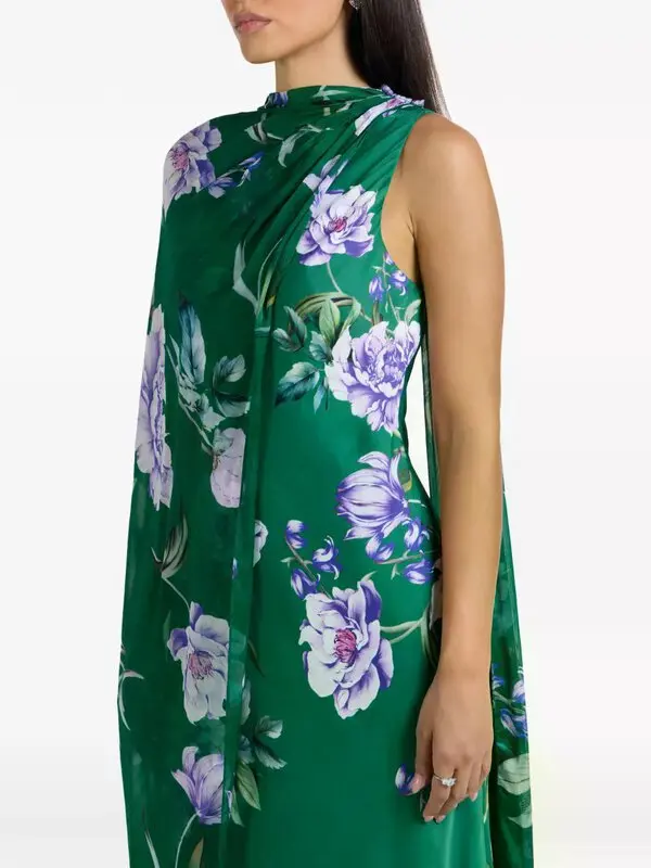Hemant & Nandita Vama Floral-print Draped-panel Maxi Dress