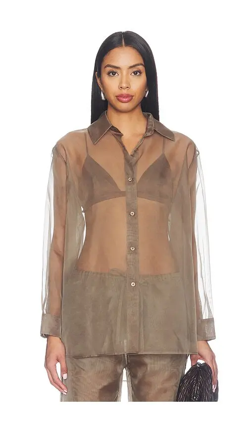 Renggli Organza Button Up Shirt In Brown