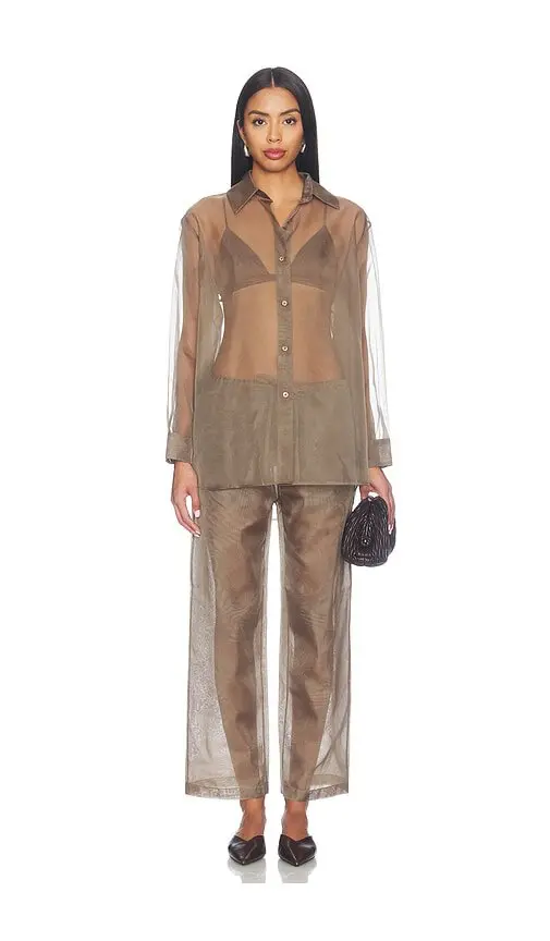 Renggli Organza Button Up Shirt In Brown
