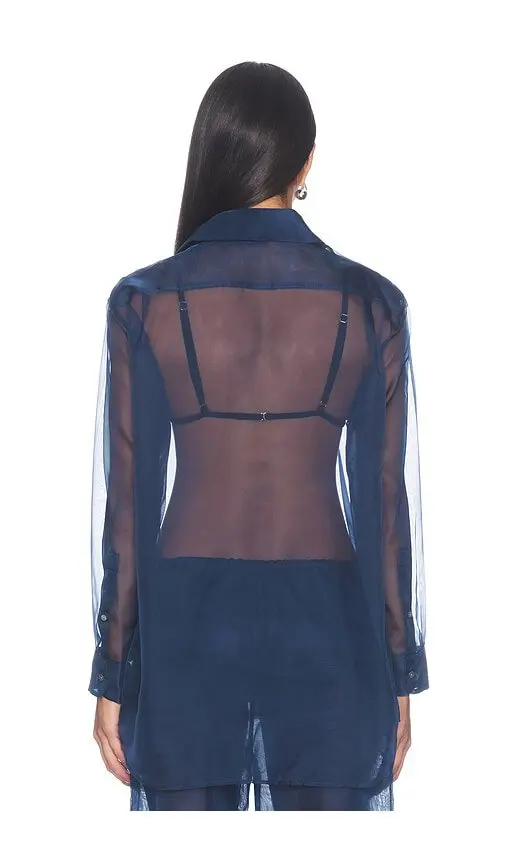 Renggli Organza Button Up Shirt In Navy