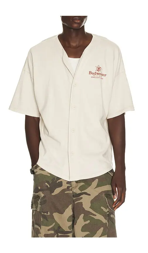 Junk Food Budweiser Anheuser Busch Baseball Jersey In White