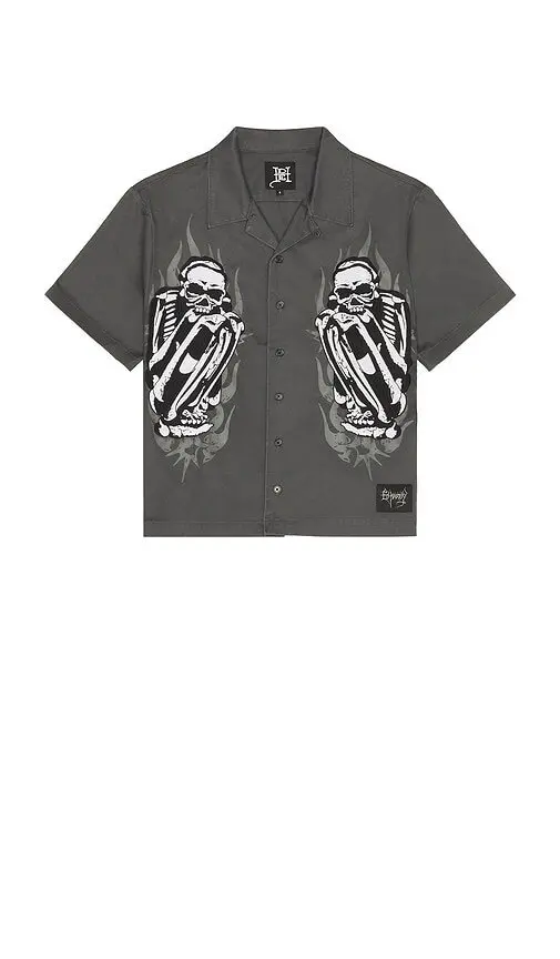 Ed Hardy Skeles Workwear Shirt In Charcoal