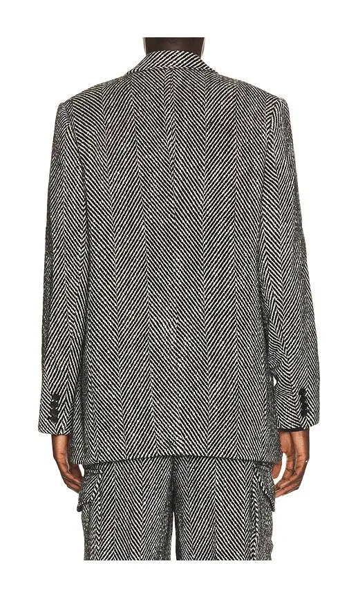 KROST Eco Herringbone Longline Blazer In & White