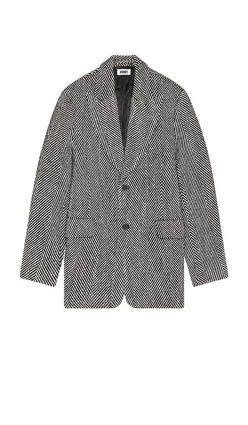 KROST Eco Herringbone Longline Blazer In & White