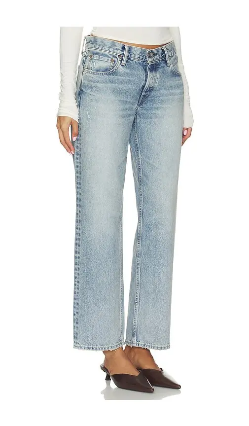 Moussy Vintage Albany Low Straight Leg Jeans In Blue