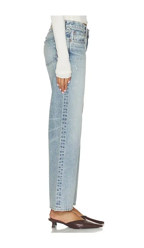 Moussy Vintage Albany Low Straight Leg Jeans In Blue